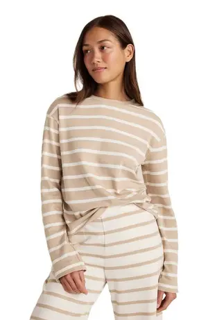 HAVEN WELL WITHIN Brushed Cotton Interlock Stripe Crewneck