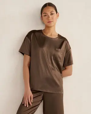HAVEN WELL WITHIN Washable Silk Sleep Top - Blackcurrant