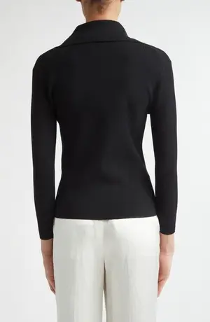 TOTEME Fitted Polo Cardigan - Black