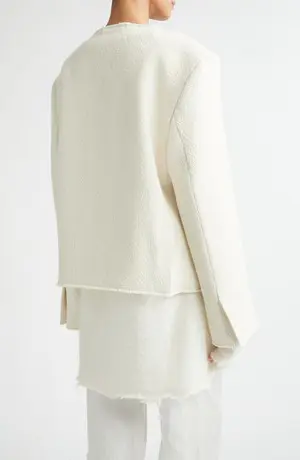 TOTEME Open Front Wool-blend Bouclé Jacket - Ecru