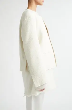 TOTEME Open Front Wool-blend Bouclé Jacket - Ecru