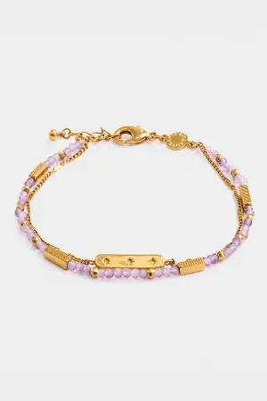 KATIE LOXTON Gold Pvd Coated Birthstone Bracelet With Amethyst - February