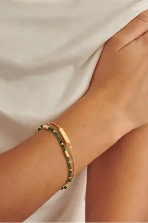 KATIE LOXTON 18k Gold Pvd Coating Birthstone Bracelet With Green Agate - May