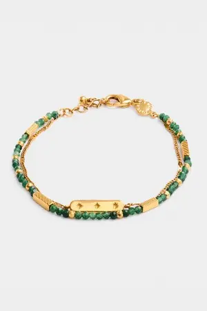 KATIE LOXTON 18k Gold Pvd Coating Birthstone Bracelet With Green Agate - May