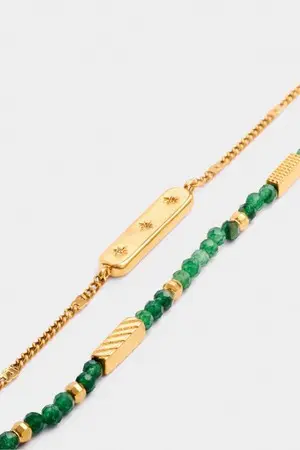 KATIE LOXTON 18k Gold Pvd Coating Birthstone Bracelet With Green Agate - May