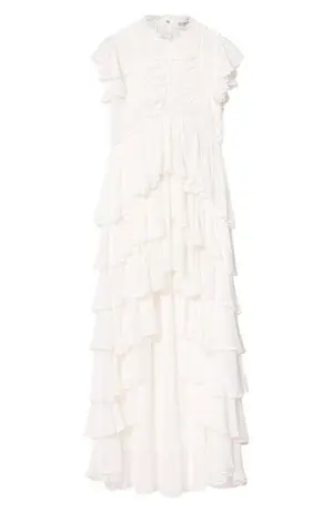 ALLSAINTS Shaela Tiered Ruffle High-low Dress - Optic White