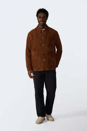 FURNIQ UK Beckett Suede Chore Jacket - Chestnut