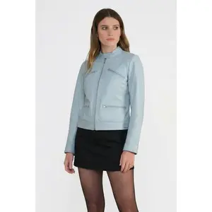 FURNIQ UK Blair Leather Jacket - Blue