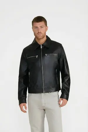 FURNIQ UK Lennox Nappa Leather Jacket - Black
