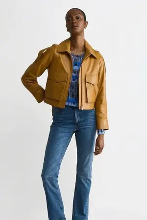 FURNIQ UK Cropped Leather Jacket