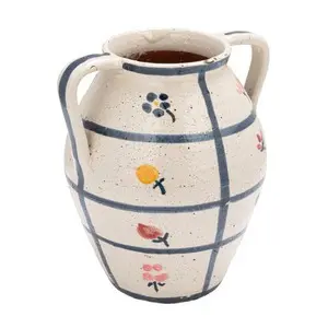 STORIED HOME Hand-painted Terra-cotta Urn - Cream
