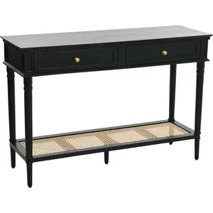 STORIED HOME Console Table With 2 Drawers And Storage Shelf - Black