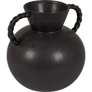 STORIED HOME Vase With Twisted Handles - Black