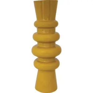 STORIED HOME Enameled Vase - Yellow