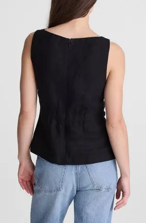 Madewell Cinched Boatneck Sleeveless Linen Top