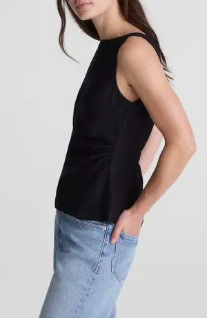 Madewell Cinched Boatneck Sleeveless Linen Top