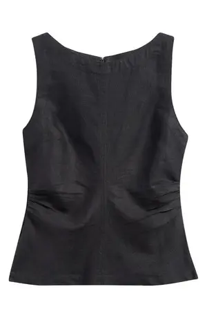 Madewell Cinched Boatneck Sleeveless Linen Top