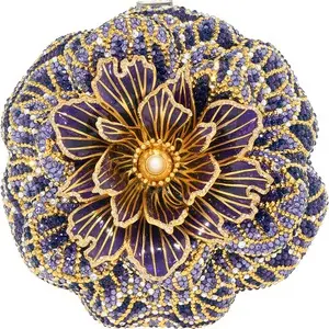 Judith Leiber Magnolia Crystal Minaudière - Silver Purple Multi