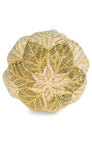 Judith Leiber Magnolia Crystal Minaudière - Silver Rhine Multi