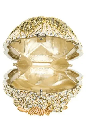 Judith Leiber Magnolia Crystal Minaudière - Silver Rhine Multi