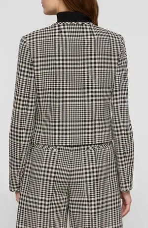 Lafayette 148 New York Grid Plaid Corded Cotton Crop Jacket