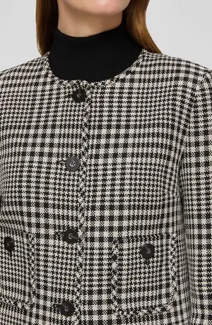 Lafayette 148 New York Grid Plaid Corded Cotton Crop Jacket