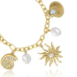 Jessica Simpson Charm Bracelet With Faux Pearls