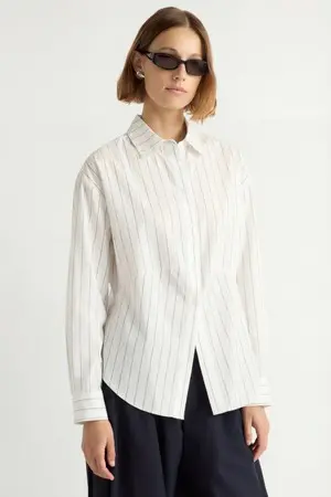 Modern Citizen Tarinah Front-split Striped Shirt