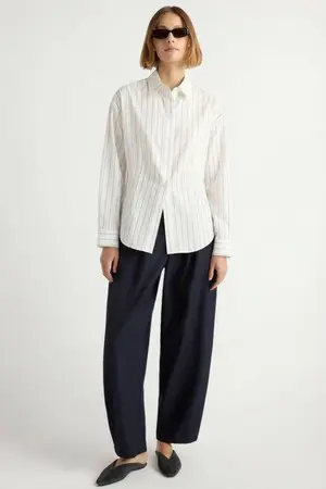 Modern Citizen Tarinah Front-split Striped Shirt