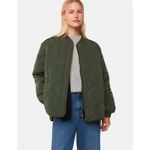 Whistles Ida Short Quilted Bomber Coat - Khaki