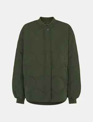 Whistles Ida Short Quilted Bomber Coat - Khaki