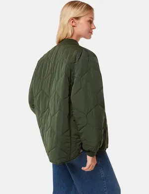 Whistles Ida Short Quilted Bomber Coat - Khaki