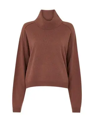 Whistles Wool Cowl Neck Knit Sweater - Brown