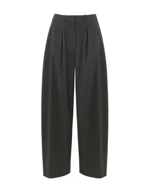 Whistles Wool Blend Barrel Pants - Dark Grey