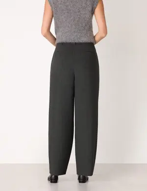 Whistles Wool Blend Barrel Pants - Dark Grey
