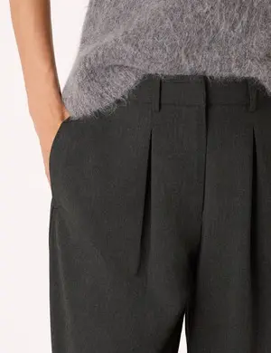 Whistles Wool Blend Barrel Pants - Dark Grey