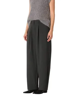 Whistles Wool Blend Barrel Pants - Dark Grey