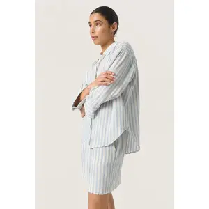 SOAKED IN LUXURY Belira Relaxed Fit Shirt - Skyway Stripes