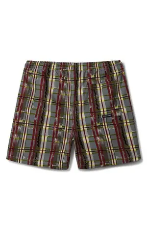 MAUI & SONS Ember Plaid Cotton Drawstring Shorts
