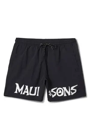 MAUI & SONS Stonewave Adventure Drawstring Shorts - Black