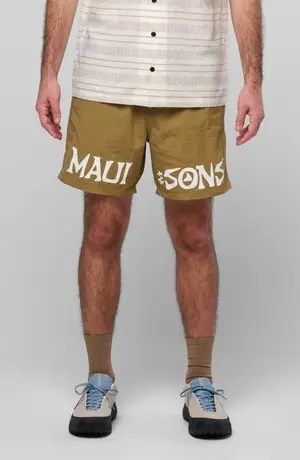 MAUI & SONS Stonewave Adventure Drawstring Shorts - Earth