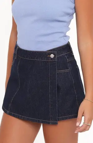 PETAL & PUP Evanna Denim Wrap Skort