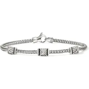John Hardy Icon Stud Pavé Diamond Bracelet Silver