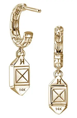 John Hardy Icon Stud Diamond Hoop Earrings - Gold