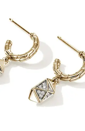 John Hardy Icon Stud Diamond Hoop Earrings - Gold