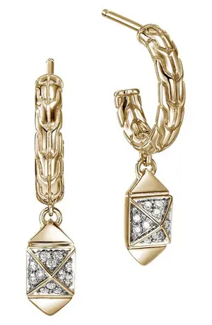 John Hardy Icon Stud Diamond Hoop Earrings - Gold