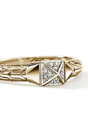 John Hardy Icon Stud Ring With Pavé Diamonds - Gold