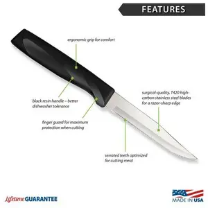 RADA Cutlery 3.875-inch Serrated Steak Knife Anthem Wave Handle