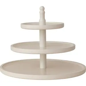 STORIED HOME Lacquered 3-tier Round Tray - White