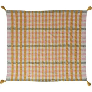 STORIED HOME Jacquard Throw With Tassels - Orange